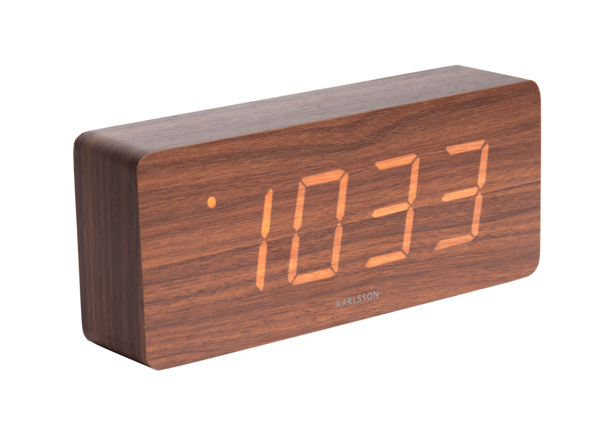 Alarm clock Tube dark wood veneer, white LED - TuinWereld