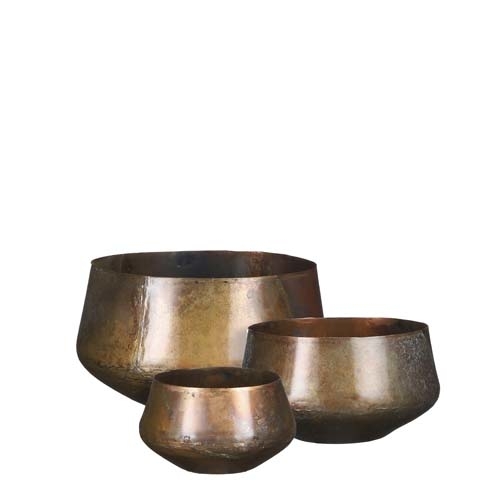 Senna pot rond koper set van 3 - h12xd21,5cm - TuinWereld