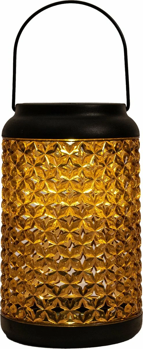 Solar lantaarn amber d12.5x20cm - TuinWereld